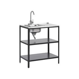 Beliani Gartenk&uuml;che VILAMA in Schwarz/Silber - (W) 80 x (H) 90 x (L) 50 cm | Gr.: onesize