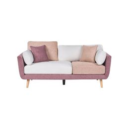 Beliani 3-Sitzer Sofa BOLGA in Rosa/Wei&szlig; - (W) 185 x (H) 89 x (L) 83 cm | Gr.: onesize