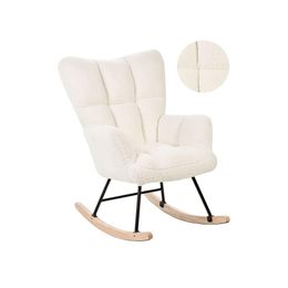 Beliani Schaukelsessel OULU in Wei&szlig;/Schwarz/Braun - (W) 71 x (H) 104 x (L) 83 cm | Gr.: onesize