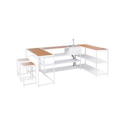 Beliani 6-tlg Gartenk&uuml;che AVETRANA in Wei&szlig;/Braun | Gr.: onesize