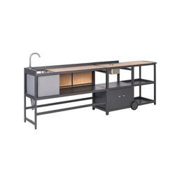 Beliani 3-tlg Gartenk&uuml;che ORTISEI in Braun/Grau | Gr.: onesize