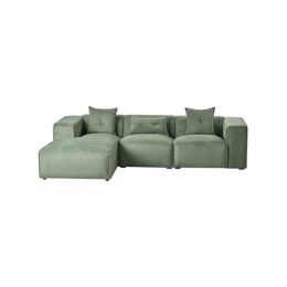 Beliani 3-Sitzer Sofa DOLVA in Gr&uuml;n/Schwarz - (W) 294 x (H) 72 x (L) 170 cm rechtsseitig | Gr.: onesize