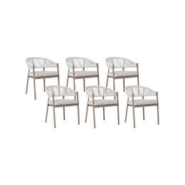 Beliani 6er-Set Gartenstuhl FLAVIA in Braun/Beige | Gr.: onesize