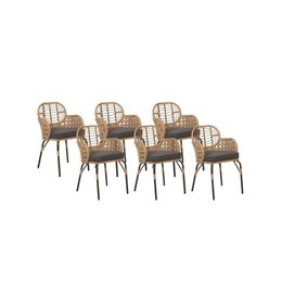 Beliani 6er-Set Gartenstuhl PRATELLO in Naturfarben/Beige/Grau | Gr.: onesize