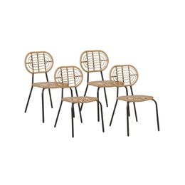 Beliani 4er-Set Gartenstuhl PRATELLO in Naturfarben/Beige/Schwarz | Gr.: onesize