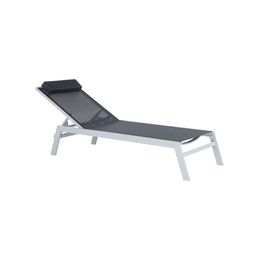 Beliani Gartenliege CATANIA in Schwarz/Silber - (W) 66 x (H) 23 x (L) 190 cm | Gr.: onesize