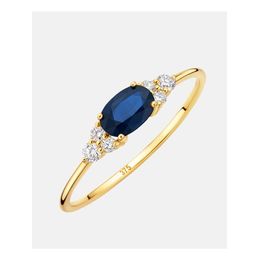 Diamant L'&eacute;ternel Ring aus 375 Gelbgold mit Saphir | Gr.: 58