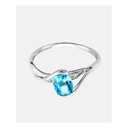 Diamant L'&eacute;ternel Ring aus 375 Wei&szlig;gold mit Diamant mit Topas | Gr.: 52