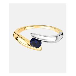 Diamant L'&eacute;ternel Ring aus 375 Gelbgold mit Saphir gedreht | Gr.: 54