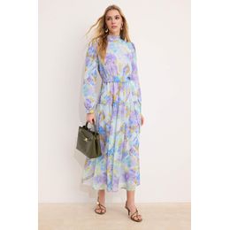 Langes, gebl&uuml;mtes Maxikleid f&uuml;r Damen, l&auml;ssig/alltagstauglich, A-Linie, Hijab-Stil