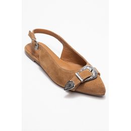 Cordelia Leder Spitz Zehenbereich Schnalle Sandale