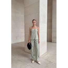 V-Ausschnitt Knopfveste mit Taschen und gerade geschnittene Hose Zwei-Teile-Set