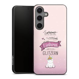 DeinDesign Galaxy S25+ Handy Premium Silikon H&uuml;lle Handyh&uuml;lle schwarz Case Glitzer Statement Einhorn Silikon Premium Case