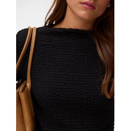 V&eacute;ro Moda VERO MODA Damen Langarmshirt "VMZIA LS FUNNEL NECK TOP JRS NOOS"schwarz, Gr. M, unifarben, Jersey, Obermaterial: 60% Baumwolle, 35% Polyamid, 5%