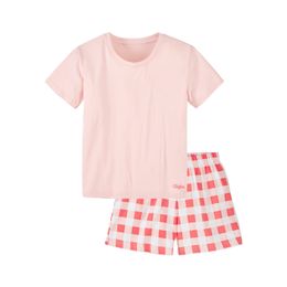 Buffalo M&auml;dchen Pyjama, Gr. 146apricot kariert, Jersey, Obermaterial: 100% Baumwolle, kariert, Homewear-Sets, kurzer Schlafanzug, unifarben und