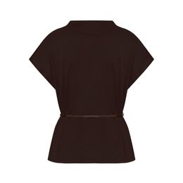 Zero Damen Kurzarmshirt "Damen mit G&uuml;rtel"chocolate plum, Gr. 44, Jersey, Obermaterial: 47% Baumwolle, 47% Modal, 6% Elasthan, Shirts, G&uuml;rtel