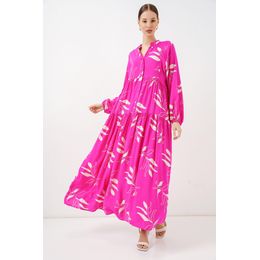 Gemustertes V-Ausschnitt Maxikleid