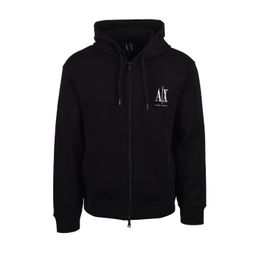 Armani Exchange Jersey Kapuzen-Sweatshirt mit Rei&szlig;verschluss Schwarz