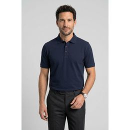 OLYMP Herren Poloshirtmarine, Gr. L, unifarben, Web, Obermaterial: 95% Leinen, 5% Elasthan, Shirts, aus hochwertigem Leinen, unifarben