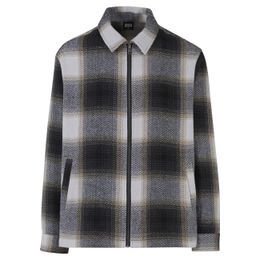 Urban Classics Herren Allwetterjacke "Urban Classics Herren Zipped Shirt Jacket", schwarz-wei&szlig;, Gr. S, kariert, 100% Polyester, Jacken