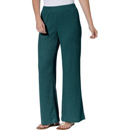 Damen Schlupfhose in Crinkle-Qualit&auml;t petrol, Gr&ouml;&szlig;e 46