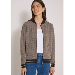 Cecil Damen Blouson, braun, Gr. XS, gemustert, Stoff, 65% Viskose, 32% Polyester, 3% Elasthan, Jacken, mit grafischem Muster