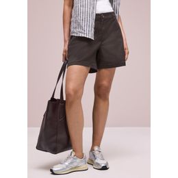 Street One Damen Shortsdeep earth, Gr. 44, unifarben, Web, 97% Baumwolle, 3% Elasthan, Hosen, Middle Waist