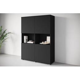 Highboard OTTO HOME, B:120cm H:162cm T:39,5cm, schwarz, Holzwerkstoff, Wohnzimmer, Sideboards, "Kenia Schrank, 120 cm breit, mit 4 T&uuml;ren und 2