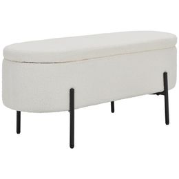 Novel Truhenbank, Schwarz, Wei&szlig;, Metall, Textil, 95x43x36 cm, Esszimmer, B&auml;nke, Sitzb&auml;nke