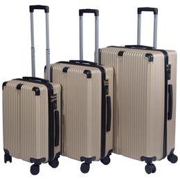 Novel Reisekofferset, Gold, Metall, Kunststoff, Textil, 3-teilig, h&ouml;henverstellbarer Teleskopgriff, 360&deg;-Rollensystem, Tragehenkel, Netzfach, TSA-Schloss, Freizeit, Koffer & Taschen, Kofferset