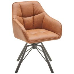 Livetastic Armlehnstuhl, Braun, Schwarz, Metall, Textil, Drehkreuz, 58.5x82.5x54.5 cm, Sitzfl&auml;che 360&deg; drehbar, Esszimmer, St&uuml;hle, Esszimmerst&uuml;hle, Armlehnenst&uuml;hle