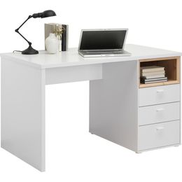 Hom&acute;in Hom`in Schreibtisch, Wei&szlig;, Eiche, Holzwerkstoff, 3 Schublade(n) Schubladen, rechteckig, Wange, 70x74x120 cm, Stauraum, Arbeitszimmer, Schreibtische, B&uuml;rotische