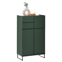 Mid.you Midischrank, Gr&uuml;n, Schwarz, Metall, 2 F&auml;cher, 2 Schublade(n) Schubladen, 60x102x31 cm, stehend, Badezimmer, Badezimmerschr&auml;nke, Midischr&auml;nke