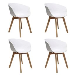 Mid.you Armlehnstuhl-Set, Wei&szlig;, Holz, Kunststoff, Buche, massiv, Uni, konisch, 60x78.5x44 cm, Esszimmer, St&uuml;hle, Esszimmerst&uuml;hle, Esszimmerst&uuml;hle-Set
