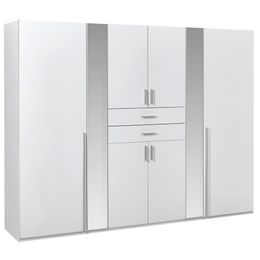 CARRYHOME Kleiderschrank, Wei&szlig;, Glas, Holzwerkstoff, 4 F&auml;cher, 2 Schublade(n) Schubladen, 270x208x58 cm, Made in Germany, Typenauswahl, umfangreiches Zubeh&ouml;r erh&auml;ltlich, in verschiedenen Gr&ouml;&szlig;en und Holzdekoren erh&auml;ltlich, Schlafzimmer, Kleiderschr&auml;nke, Kleiderschr&auml;nke mit Spiegel