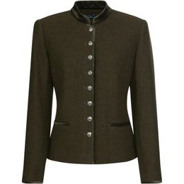Luis Steindl Stehkragenjacke mit Samtdetails Gr&uuml;n (Gr&ouml;&szlig;e: 46)