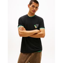 Tommy Jeans Herren T-Shirt "TJM REGULAR FIT SIGN SHIFT"schwarz, Gr. 4XL, bedruckt, unifarben, Single Jersey, Obermaterial: 100% Baumwolle, Shirts,