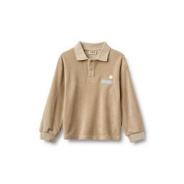 Wheat Jungen Poloshirt "Wheat Terry Polo Shirt L/S Theodor"sand stone, Gr. 128, unifarben, 100% Baumwolle, Shirts