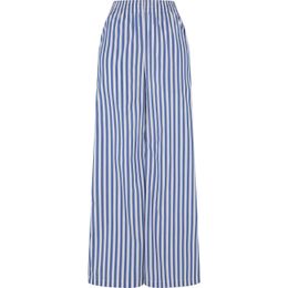 Urban Classics Damen Stoffhose "Urban Classics Damen Ladies Striped Loose Pants"wei&szlig;, blau, Gr. L, gestreift, 60% Baumwolle, 40% Polyester, Hosen