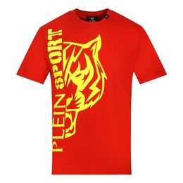 Plein Sport Tiger Side Logo Rotes T-Shirt