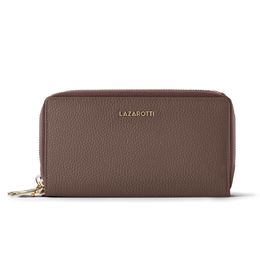 LAZAROTTI Damen Geldb&ouml;rse "Bologna Leather XL Double Zip-Around Geldb&ouml;rse RFID Leder 20 cm"taupe, Leder, Kleinlederwaren