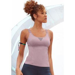 active by Lascana LASCANA ACTIVE Funktionsshirt pink Gr. S (36/38) f&uuml;r Damen. Rundhals und Mesheinsatz, Logoschriftz&uuml;ge. Basic. Nachhaltig.
