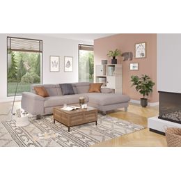 Ecksofa COTTA, B:244cm H:72cm T:166cmstone, 100% Polyester, Wohnzimmer, Sofas, "Komaris L-Form, B: 244 cm", mit Kopfteilverstellung, optional