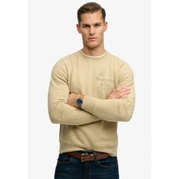 Superdry Herren Sweatshirt "1954 COMPANY RELAXED SWEAT", beige, Gr. S, meliert, angeraute Sweatware, Obermaterial: 60% Baumwolle, 40% Polyester,