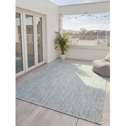 benuta Basic In- & Outdoor-Teppich Iowa Blau 300x400 cm - Teppich f&uuml;r Balkon, Terrasse & Garten