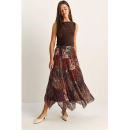 Hochtaillierter Midirock mit Paisleymuster und G&uuml;rtel