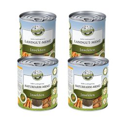 Set hypoallergenes Nassfutter f&uuml;r Hunde mit Insektenprotein von Bellfor: 2&times; Landgut-Men&uuml; (800 g) + 2&times; Naturfarm-Men&uuml; (800 g)