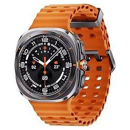 Samsung Galaxy Watch Ultra 47 mm Titangeh&auml;use titanium gray am Marine Band orange [Wi-Fi + 4G]