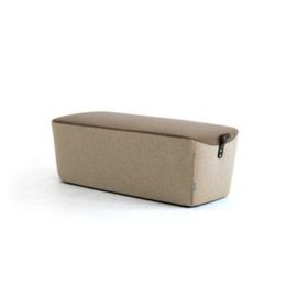 Leyform Hocker, mit schwarzem Ledergriff, B 1200 x T 520 x H 440 mm, Wollmischgewebe/Holz, Dunkelrost/Hellbraun