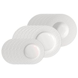 Villeroy & Boch VILLEROY & BOCH Geschirr-Set "Teller-Set Manufacture Ice 18er Set wei&szlig;", 18, wei&szlig;, Geschirr-Sets, Sp&uuml;lmaschinenfest, Mikrowellensicher